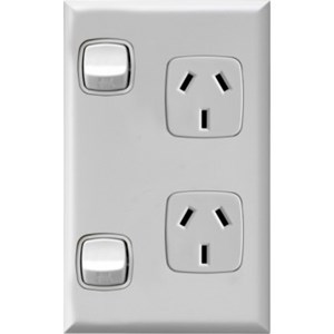 HPM Excel 10A Double Vertical Socket - White HPMXLPV777S | Electrical ...