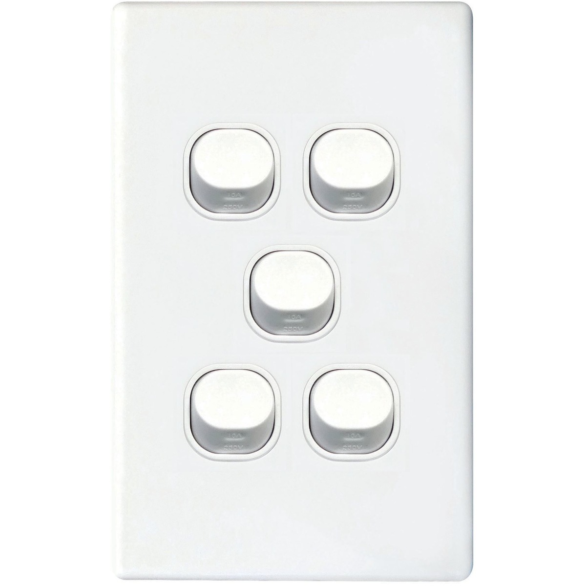 5Gang 16Amp Wall Switch - White TSESW5-V | Electrical Direct Ltd | New ...