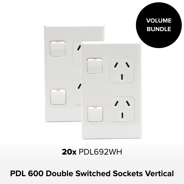 Bundle - PDL 600 Series Socket Outlet, Twin switched, Assembled ...