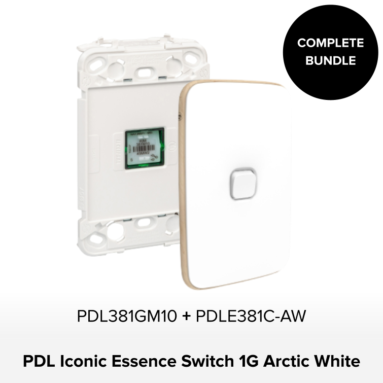 Bundle - PDL Iconic Essence Switch, 1 Gang - Arctic White