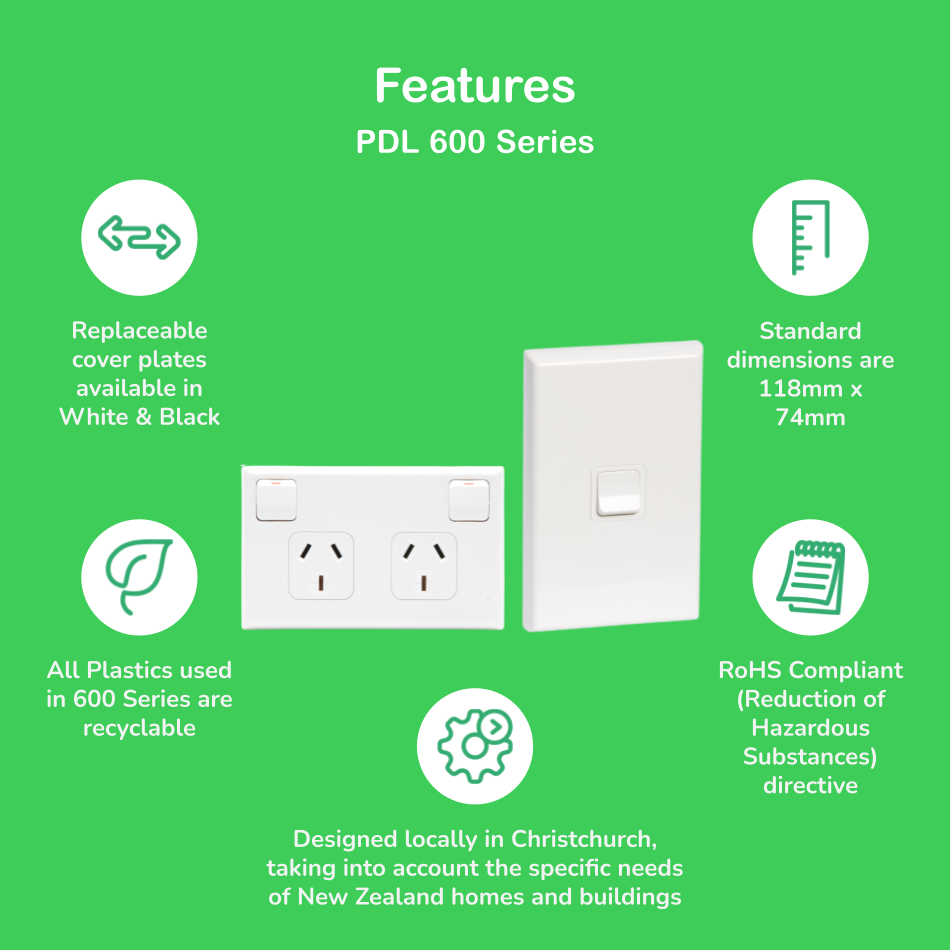 PDL Range Switch 40Amp 250V Double Pole - White