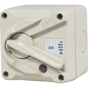 Compact 20Amp Single Pole Isolator Switch IP66 LOGWPS120C | Electrical ...