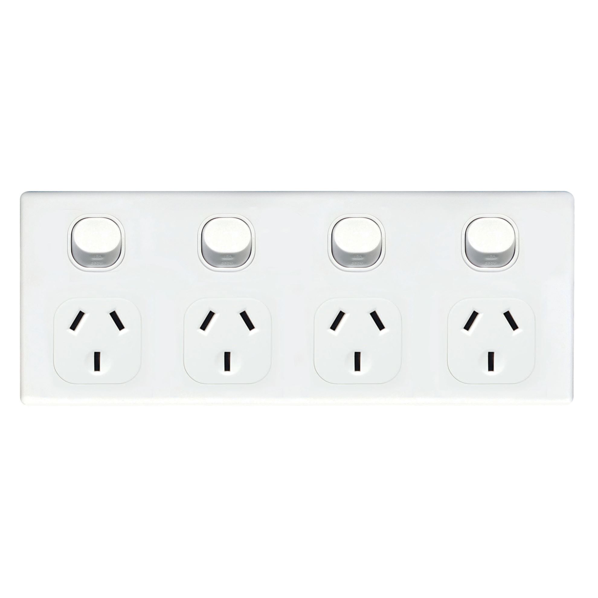 Quad Horizontal 10Amp Socket - White TSEGPO4 | Electrical Direct Ltd ...