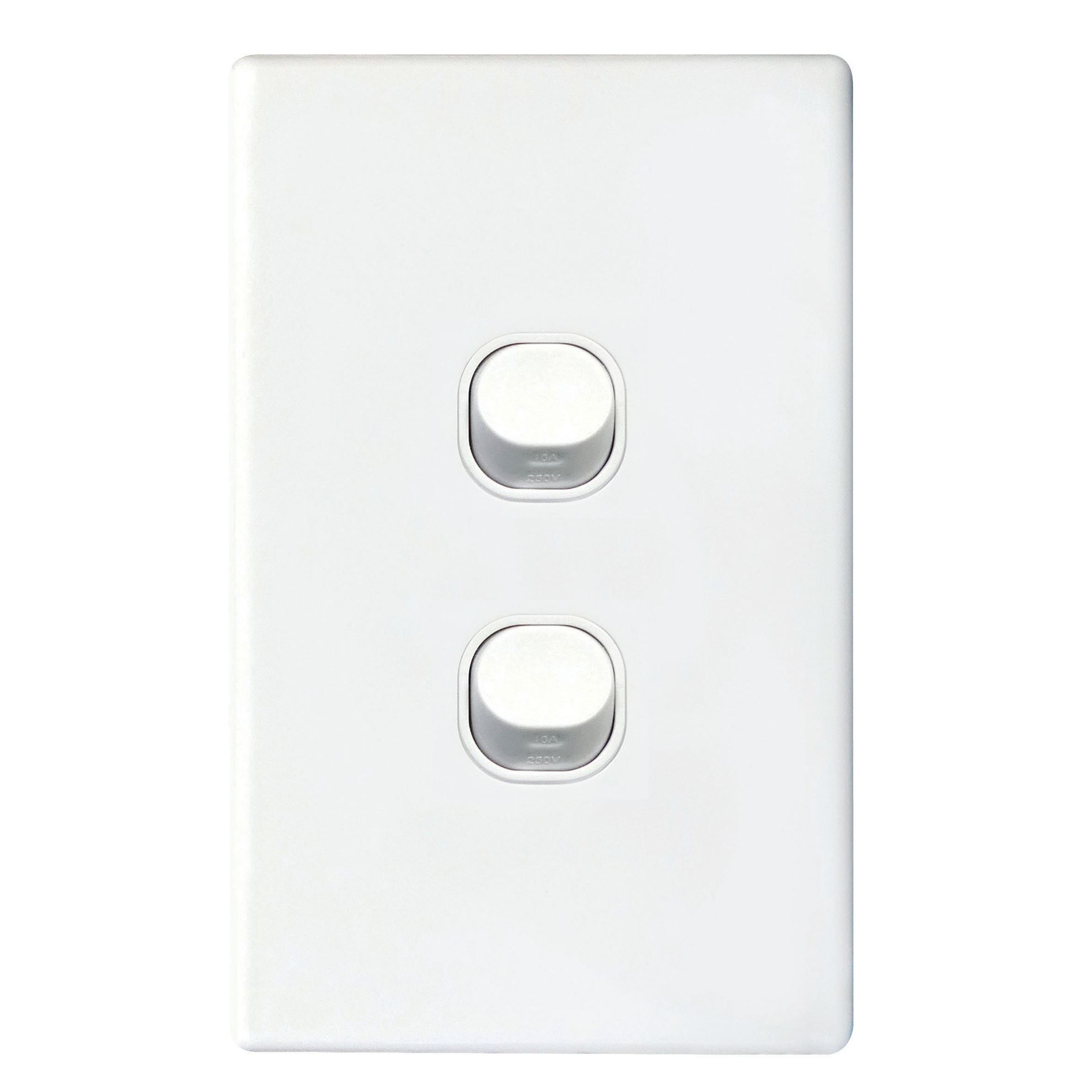 2Gang 16Amp Wall Switch - White TSESW2-V | Electrical Direct Ltd | New ...