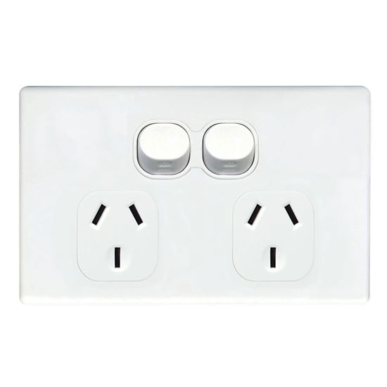 Double Horizontal 10Amp Slimline Socket - White TSEGPO2S | Electrical ...