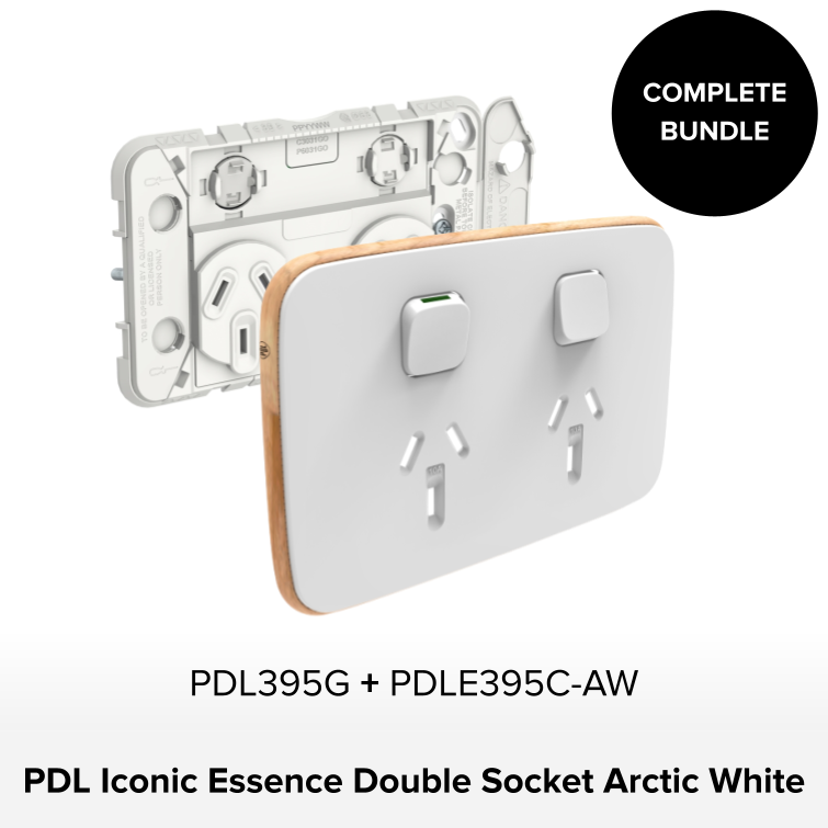 Bundle - PDL Iconic Essence, 2 switch & 2 socket, Horizontal, 10 A ...