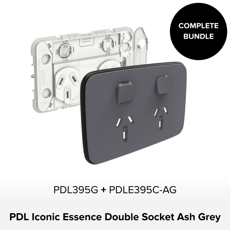 Bundle - PDL Iconic Essence, 2 switch & 2 socket, Horizontal, 10 A ...