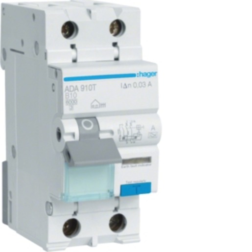 Hager 2Pole RCBO 6kA 30mA C-Curve - Select Amps HAGADA9--T | Electrical ...